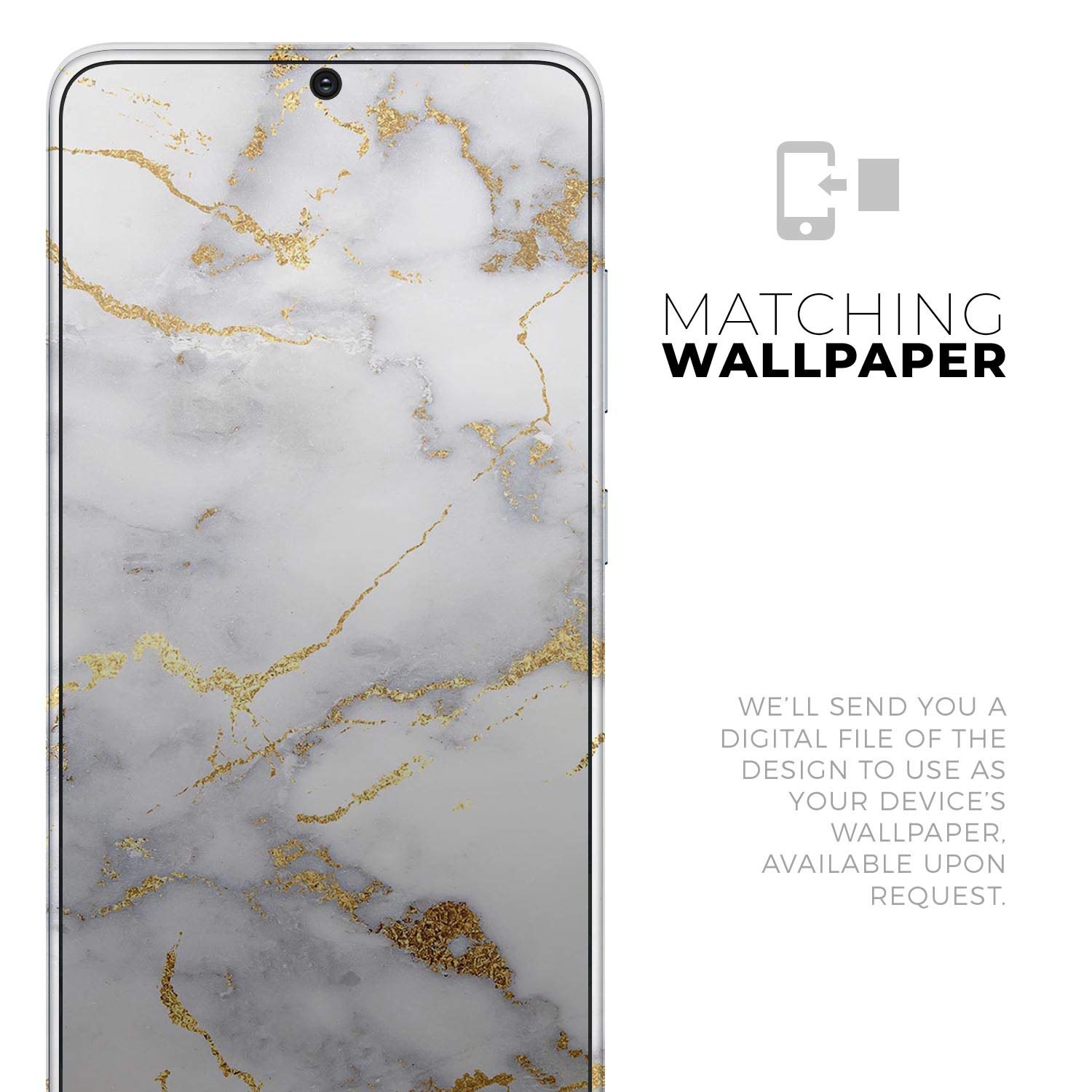 DesignSkinz Marble & Digital Gold Foil V2 Protective Vinyl Decal Wrap Skin Cover Compatible with The Samsung Galaxy S20 (Screen Trim & Back Glass Skin)
