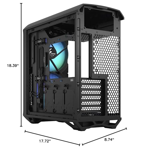 Fractal Design Torrent Compact RGB Black - Light Tint Tempered Glass Side Panels - Open Grille for Maximum air Intake - Two 180mm RGB PWM Fans Included - Type C - ATX Airflow Mid Tower PC Gaming Case