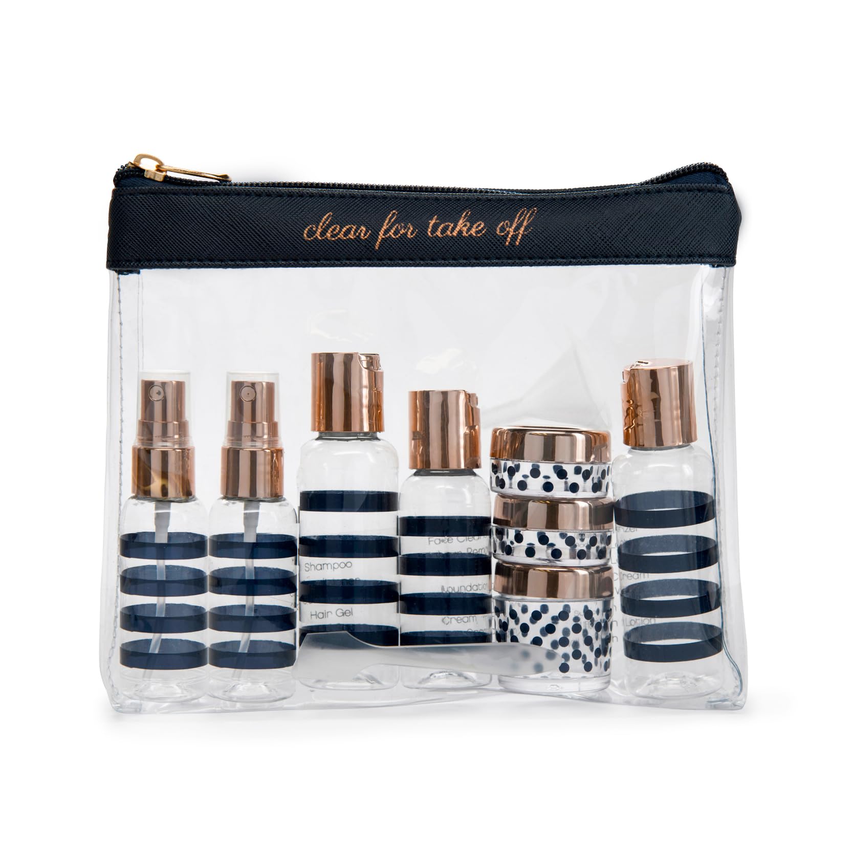 Miamica Women's-Adult Toiletry Kit, Navy & Gold, 12-Piece