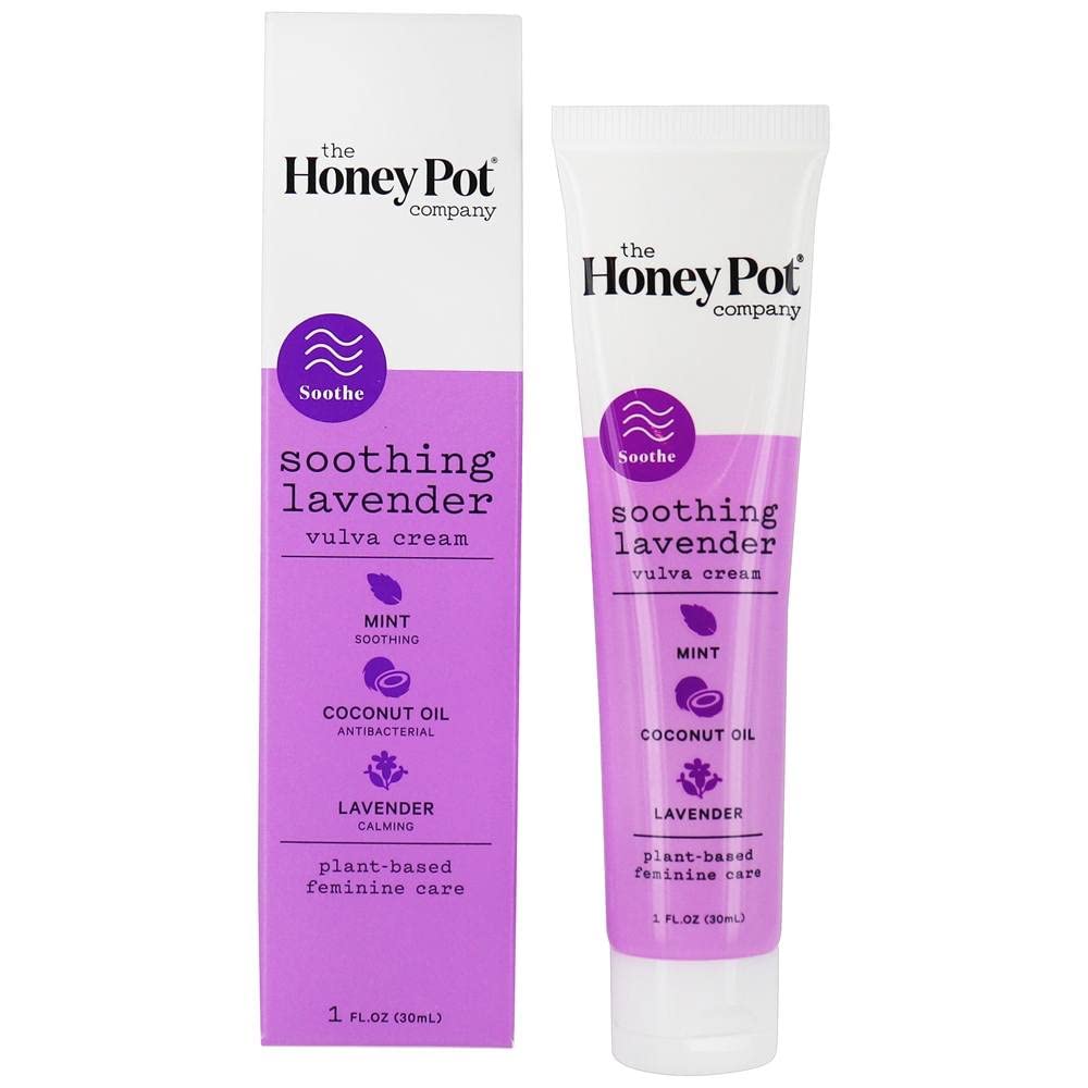 The Honey Pot Company - Vulva Cream Soothing Lavender - at Home or On The Go Medicated Cream to Relieve Itching and Discomfort - 1 fl. oz.