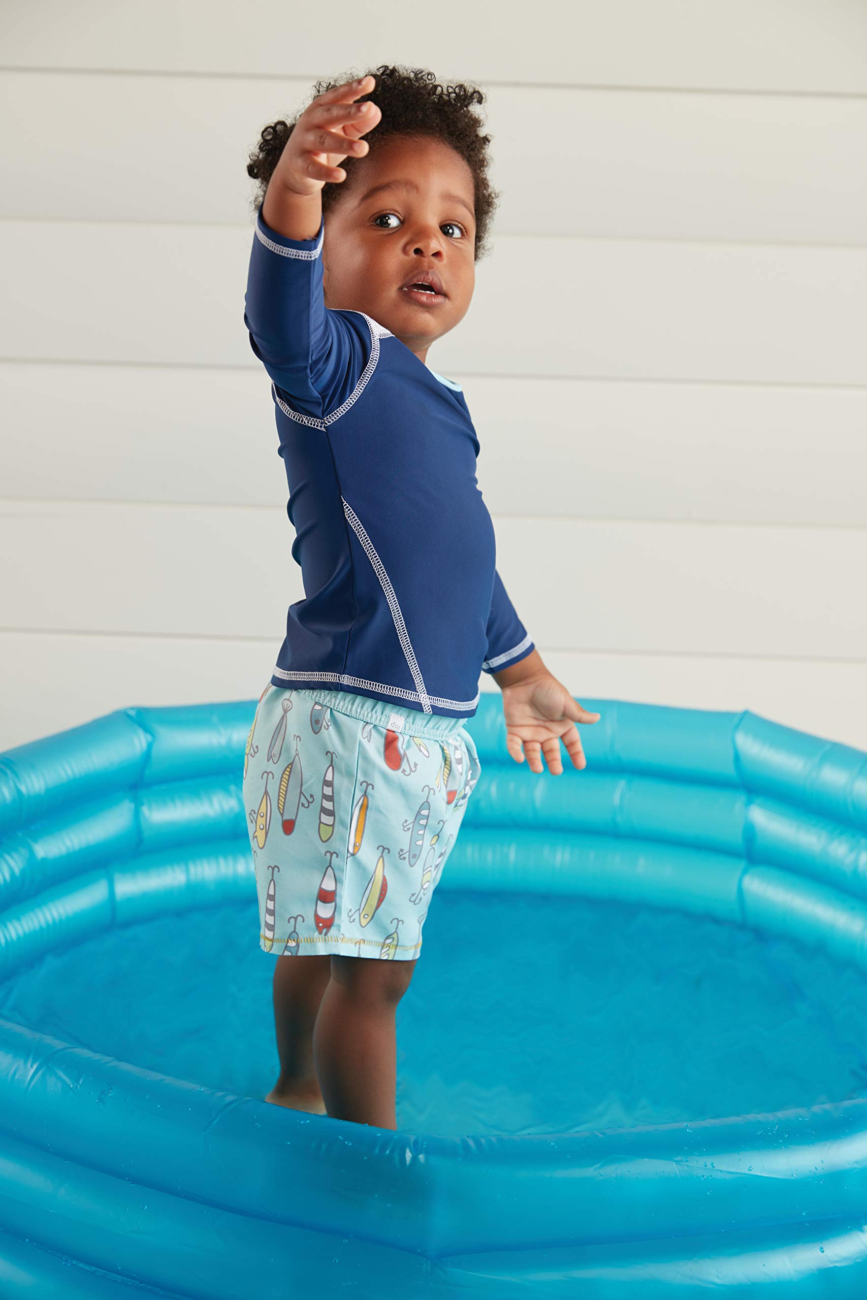 Mud Pie baby boys Fishing Lure ANIMAL SWIM TRUNKS, Fish, 2-3T US