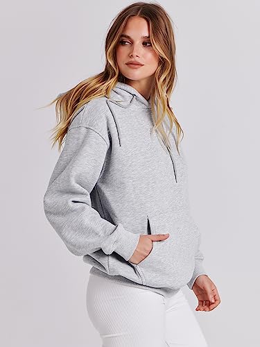 ANRABESS Women's Oversized Hoodies Fleece Casual Pullover Drawstring Long Sleeve Hooded Sweatshirts 2023 Fall Fashion Clothes Trendy Y2k Outfits for Teen Girls A1072huahui-S Heather Gray