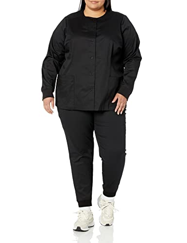 Amazon Essentials Women's Scrub Snap Jacket (Available in Plus Size), Black, Large