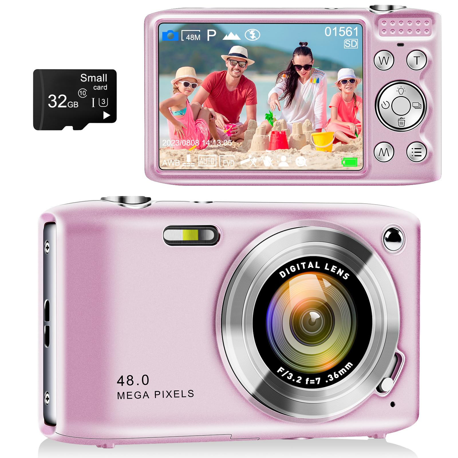 48MP 4K Digital Point and Shoot Camera, Compact Digital Camera with 2.88' IPS Screen for Photo and Video, Small Digital Camera Support 16X Zoom Macro Mode and Flash, Beginner Camera for Teens