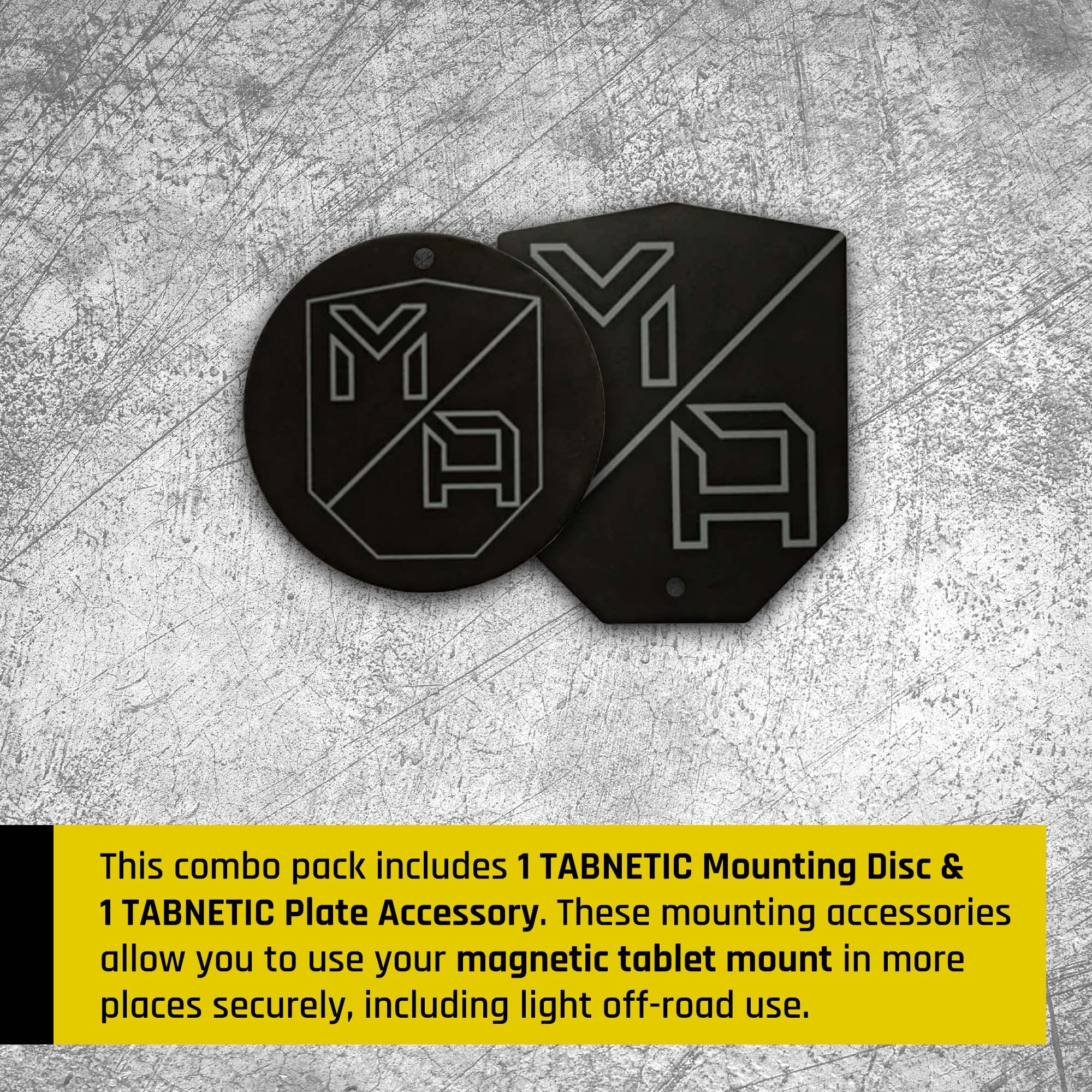 Mob Armor TabNetic Combo Pack - Magnetic Tablet Mounting Solution with Heavy Duty Metal Plate, Adjustable Mounting Disc and Strong 3M VHB Non-Marking Adhesive Magnet Stickers for Car Tablet Mount