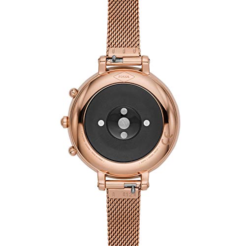 Fossil Women's 38mm Monroe Stainless Steel Mesh Hybrid HR Smart Watch, Color: Rose Gold (Model: FTW7039)
