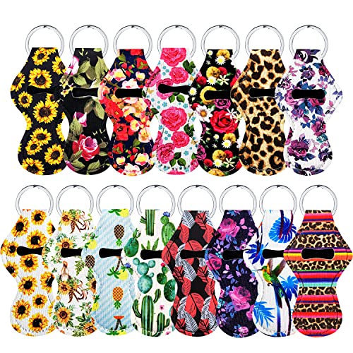 KPX 15Pcs Chapstick Holder Keychain, Lip Balm Holder Chapstick Keychain Holder Bulk for Lipstick Chapstick Tracker Safeguard (Style 2)