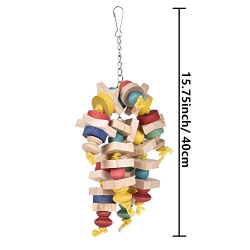 Litewoo Large Bird Parrot Toys, Colorful Bite Wood Block for Medium Large Parakeet Cockatiel Budgie Cockatoo Macaw Conures African Grey Parrot(B)