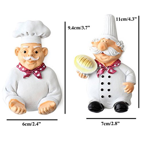 Coralpearl Cute Adhesive Resin Fat Chef Utility Wall Hook Rack Hanger Sticky Cable Plug Holder Art Décor Storage Organizer Set for Coat Clothes,Towel,Wreath,Key,Hat,Garage,Kitchen,Bathroom,Kids Room