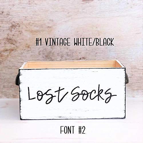 Lost Socks Basket - Farmhouse Laundry Room Decor - Lost Sock Wood Crate - Laundry Room Storage and Organization