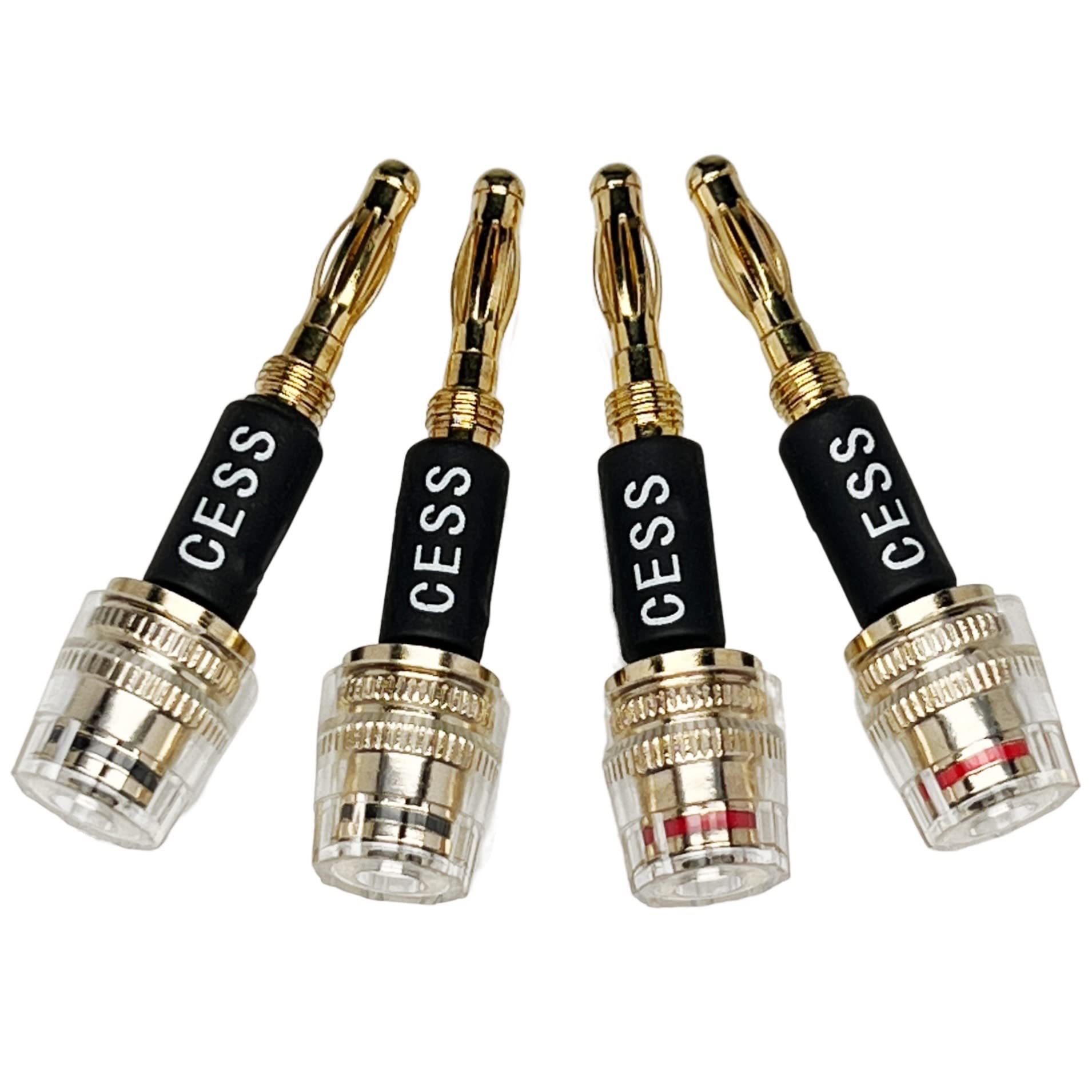 CNCESS CESS-187 Banana Plug Connect to Spade Fork Plug Speaker Cable Adapter, 4 Pack