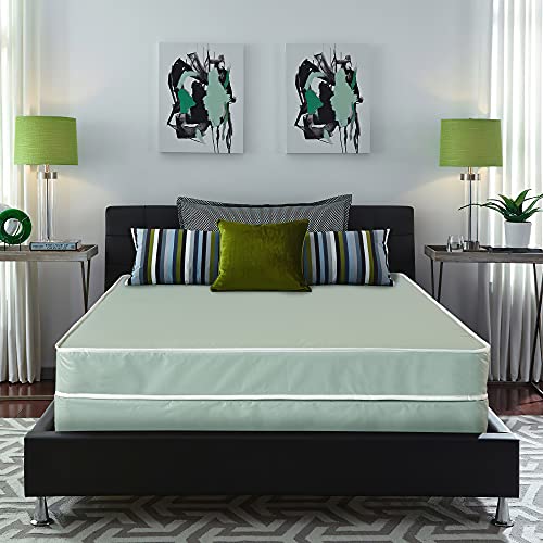 Mattress Comfort, 8-Inch Firm Double Sided Tight top Waterproof Vinyl Innerspring Mattress & 8" Wood Box Spring Set, Full XL