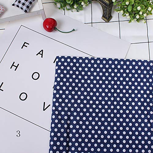 liuqingwind Quilting Fabric 7Pcs 25x25cm Floral Patchwork Cotton Fabric Plain Cloth for DIY Sewing Quilting Navy Blue