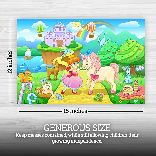 Klean Kids Princess and Unicorn Disposable Placemats for Toddlers and Baby (40 Pack) - Fun Disposable Table Mats for Kids That Keep Children Happy at Restaurants and Protect Dining Table