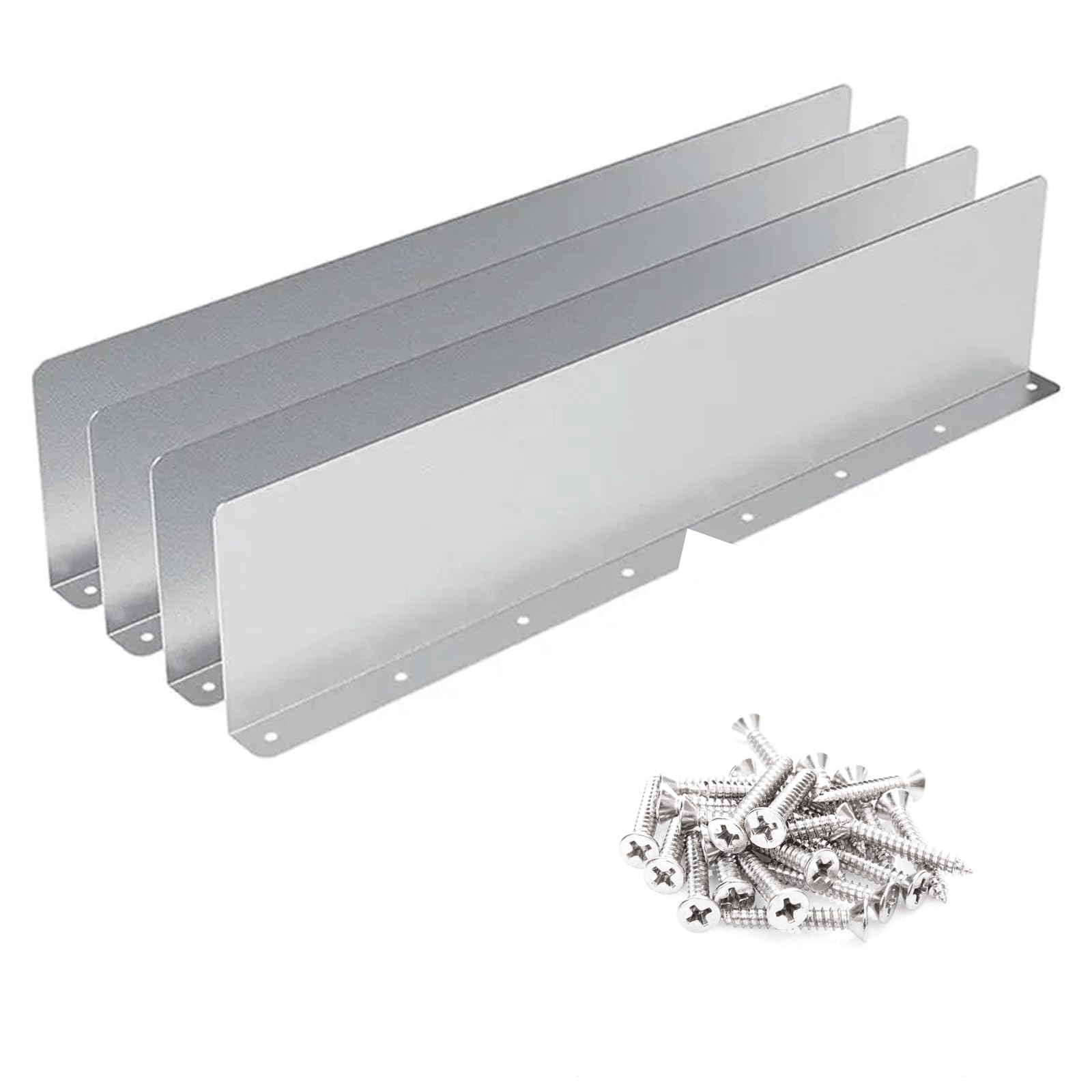 4 PCS Gutter Valley Splash Guards Stainless Steel Downspout Diverter Roof Rain Diverter Foldable Roofing Gutter Guards with 40 Pcs Screws Rain Gutter Guards for House Flat Shingle Roofs Corner House