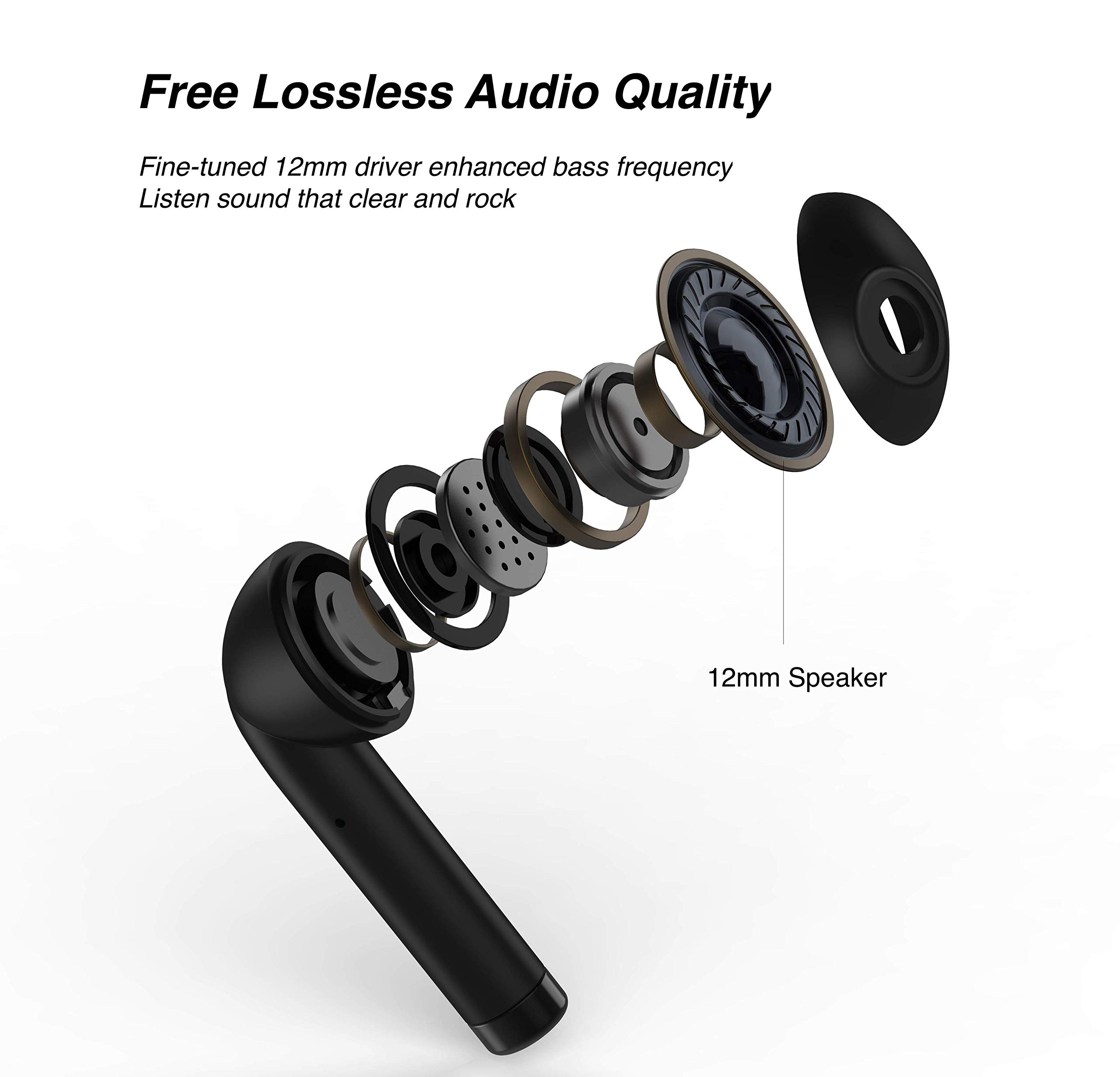 SEEWAY True Wireless Earbuds,Bluetooth Earbuds V5.1,with Touch Control 25 Hours Playtime, USB-C for Fast Charging, Premium Deep Bass for Sports,Commute,Work (Black)