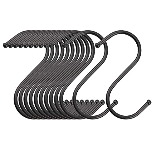 LOYMR 20 Pack 3.3 Inches Heavy Duty S Hooks Hanging Hangers Pan Pot Holder Rack Hooks for Spoons Pans Pots Utensils Clothes Bags Towels Plants etc