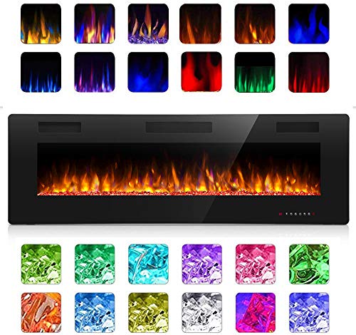 Antarctic Star 30 Inch Electric Fireplace in-Wall Recessed and Wall Mounted, Fireplace Heater and Linear Fireplace with Multicolor Flame, Timer, 750/1500W Control by Touch Panel & Remote