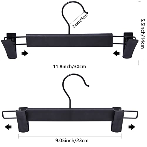 NORTHERN BROTHERS Black Pant Hangers,30Pack Plastic Pants Hangers Skirt Hangers with Clips Jean Hangers Bulk Hangers for Pants