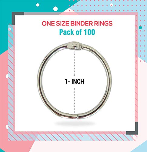 LIVINO 100 pcs Binder Rings, 1 Inch Nickel Plated Metal Book Rings, Loose Leaf Binder Rings for School, Home, Office and Key Rings Or Key Chain for Documents and Flash Card Binder
