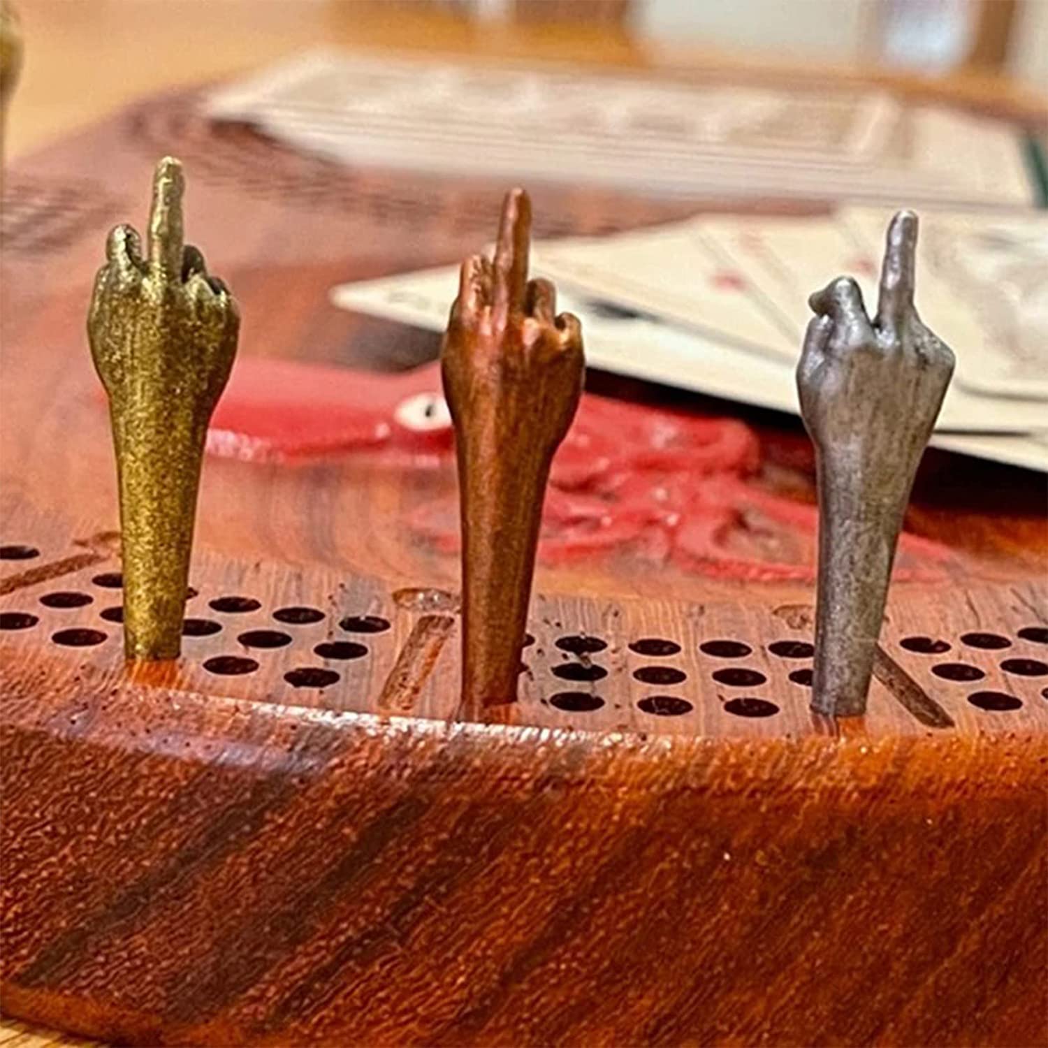 9 Pieces Resin Cribbage Pegs, 3 Colors - Funny Cribbage Pegs, Cribbage Board Pegs Fit 1/8 Holes Toy Game Accessories with Drawstring Storage Pouch for Cribbage Traditional Board Game. (B)