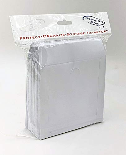 BestDuplicator White Cd/DVD Paper Media Sleeves Envelopes with Flap and Clear Window (Pack of 100)