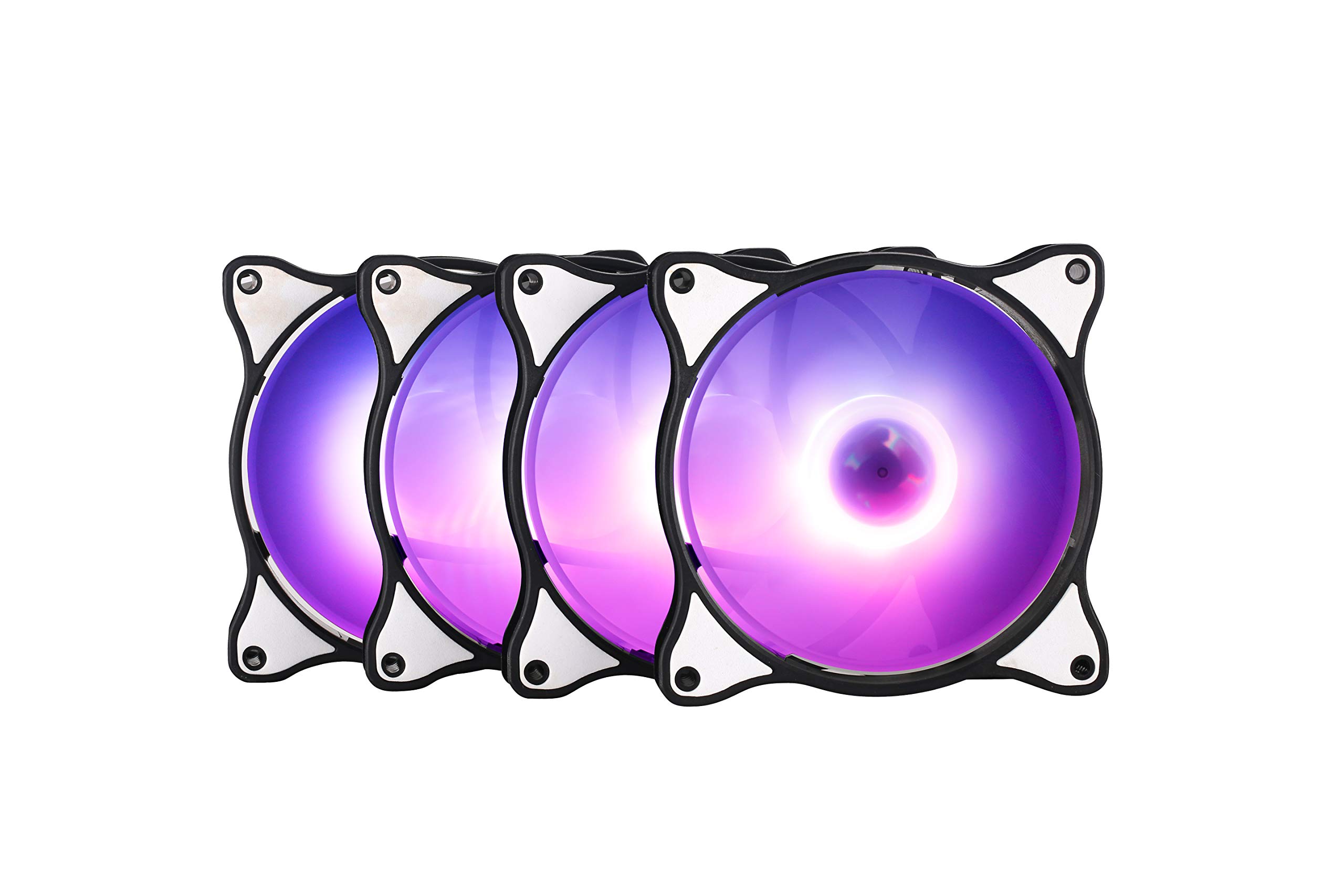 4 pcs PC Case Cooling Fan Computer Case Fan,Long Life 120mm High Airflow Quiet Edition Changeable Colourful LED Case Fan for PC Cases, Radiators 4-Pack