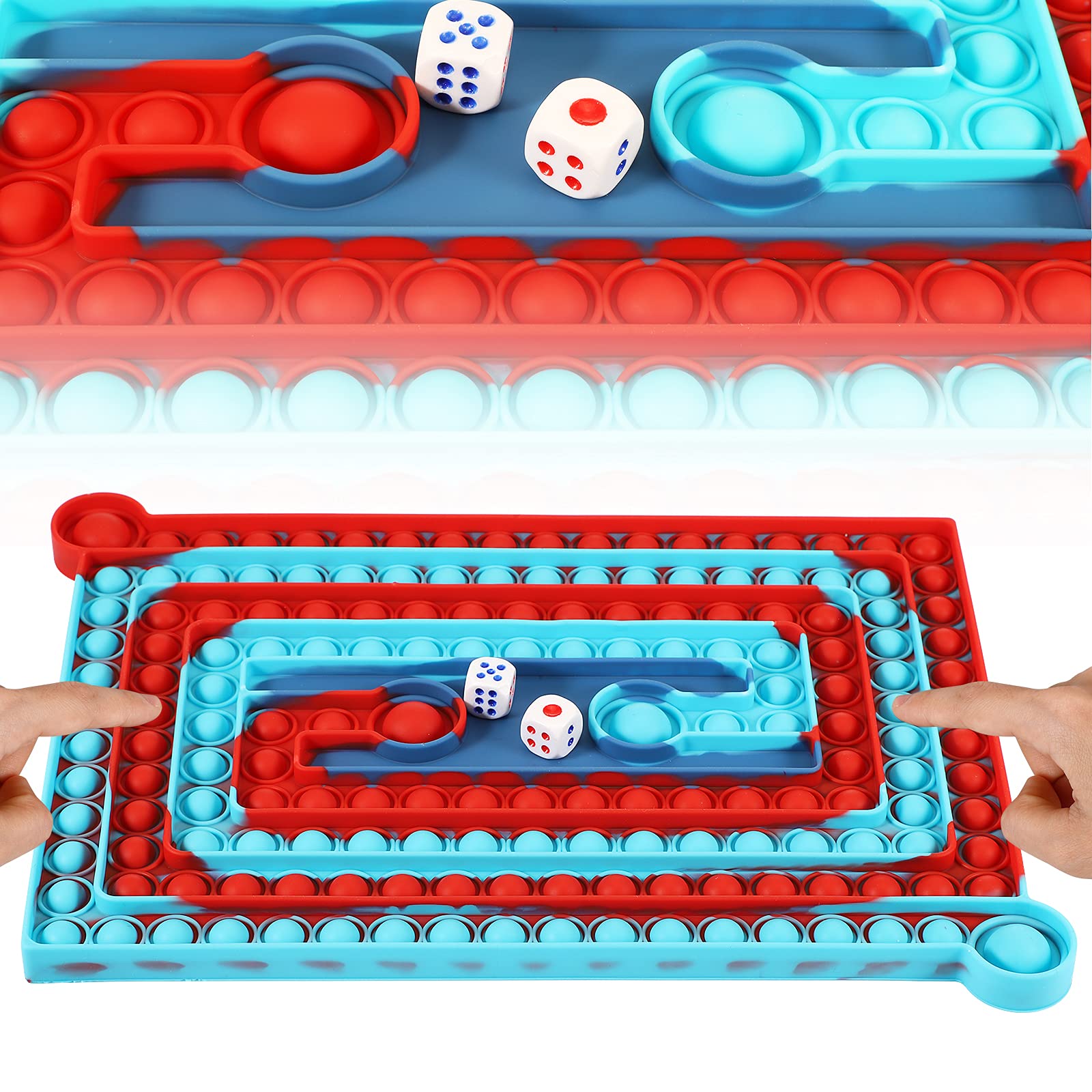Big Pop Game Fidget Toy,Pop Chess Board Game with 2 Dice Board Dice Big Pop Board Game Stress Relief Tools for Men Women Adult