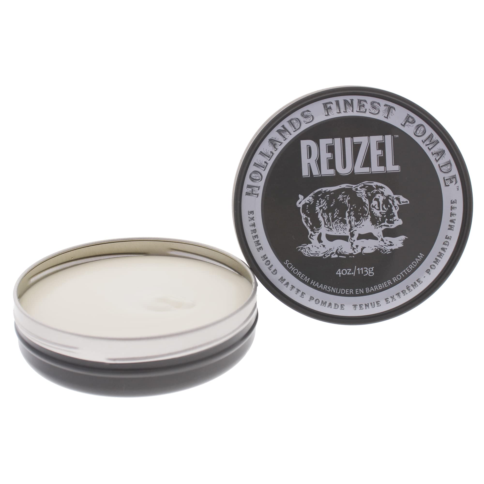REUZEL Extreme Hold Matte Pomade, Strongest All Day Hold, Water Soluble Styling, No Shine & Flake Free, Easy To Wash Out, For and Hairstyles, 4 oz
