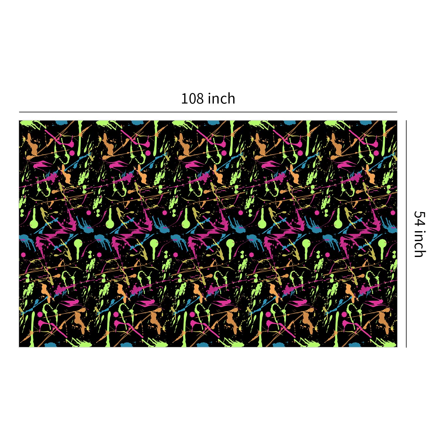 HIPVVILD Neon Party Supplies Tablecloth - Disposable Neon Glow Birthday Party Decorations Table Cover, Neon Glow Graffiti Theme Birthday Baby Shower Party Table Cloth - 4 Pack (54in x 108in)
