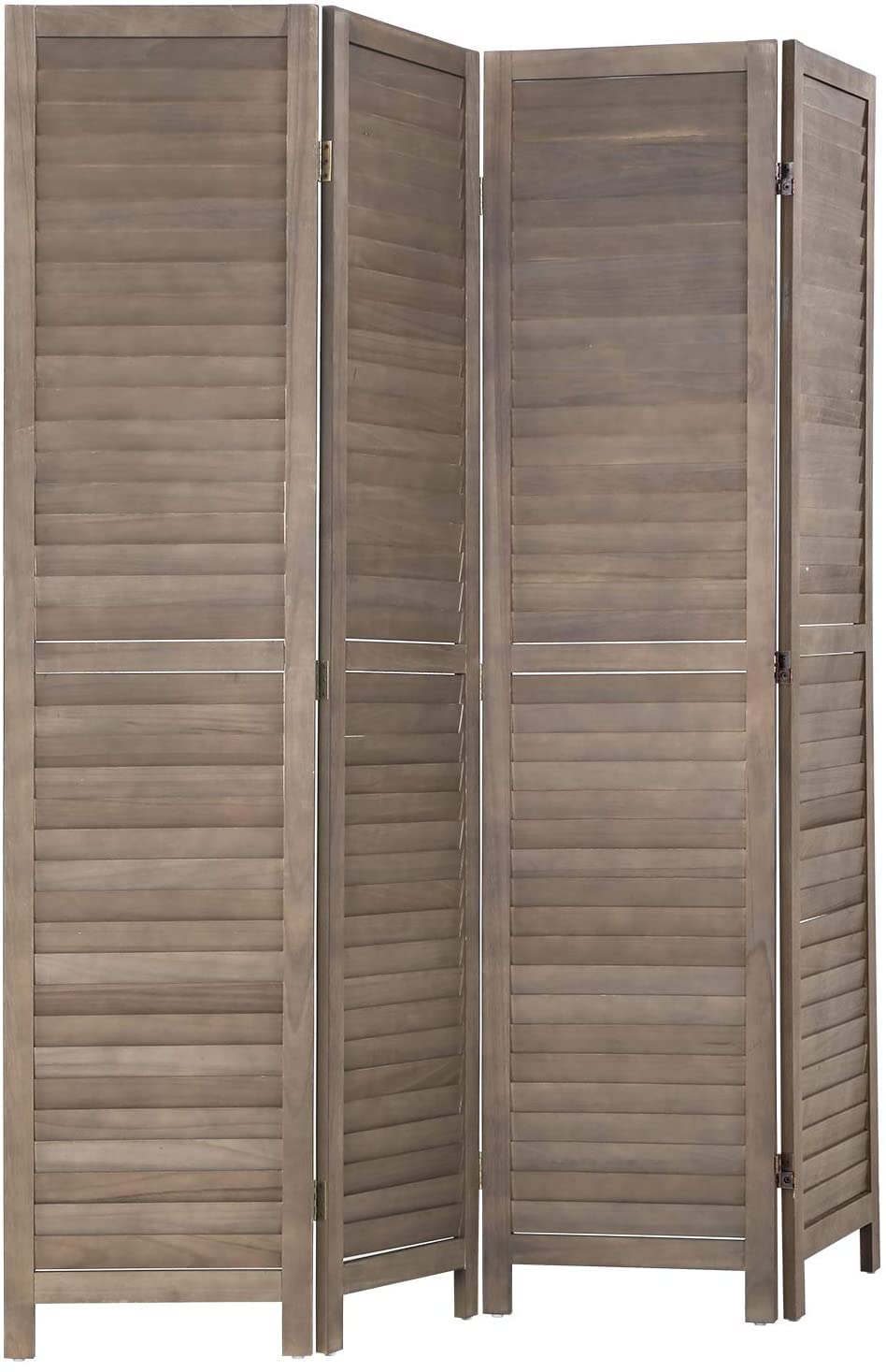 4 Panel Wood Room Divider 5.75 Ft Tall Privacy Wall Divider 68.9" x 15.75" Each Panel Folding Wood Screen for Home Office Bedroom Restaurant (Brown)