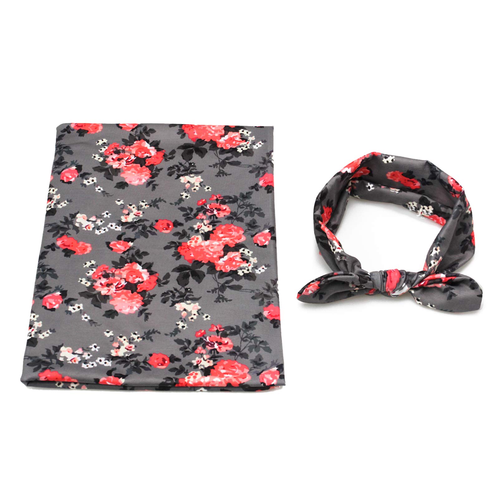 Infant Floral Swaddle Wrap with Headbands Hats Value Set Newborn Receiving Blanket Photography Props 35X35inch
