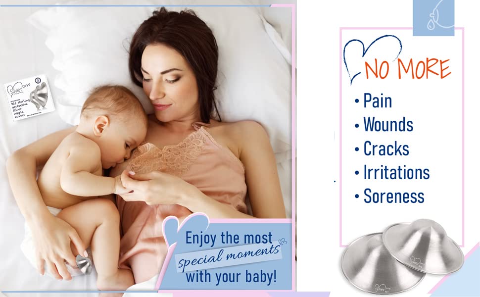 The Original Silver Nursing Cups - Nipple Shields for Nursing Newborn - Newborn Essentials Must Haves - Nipple Covers Breastfeeding- Silvermom-Regular
