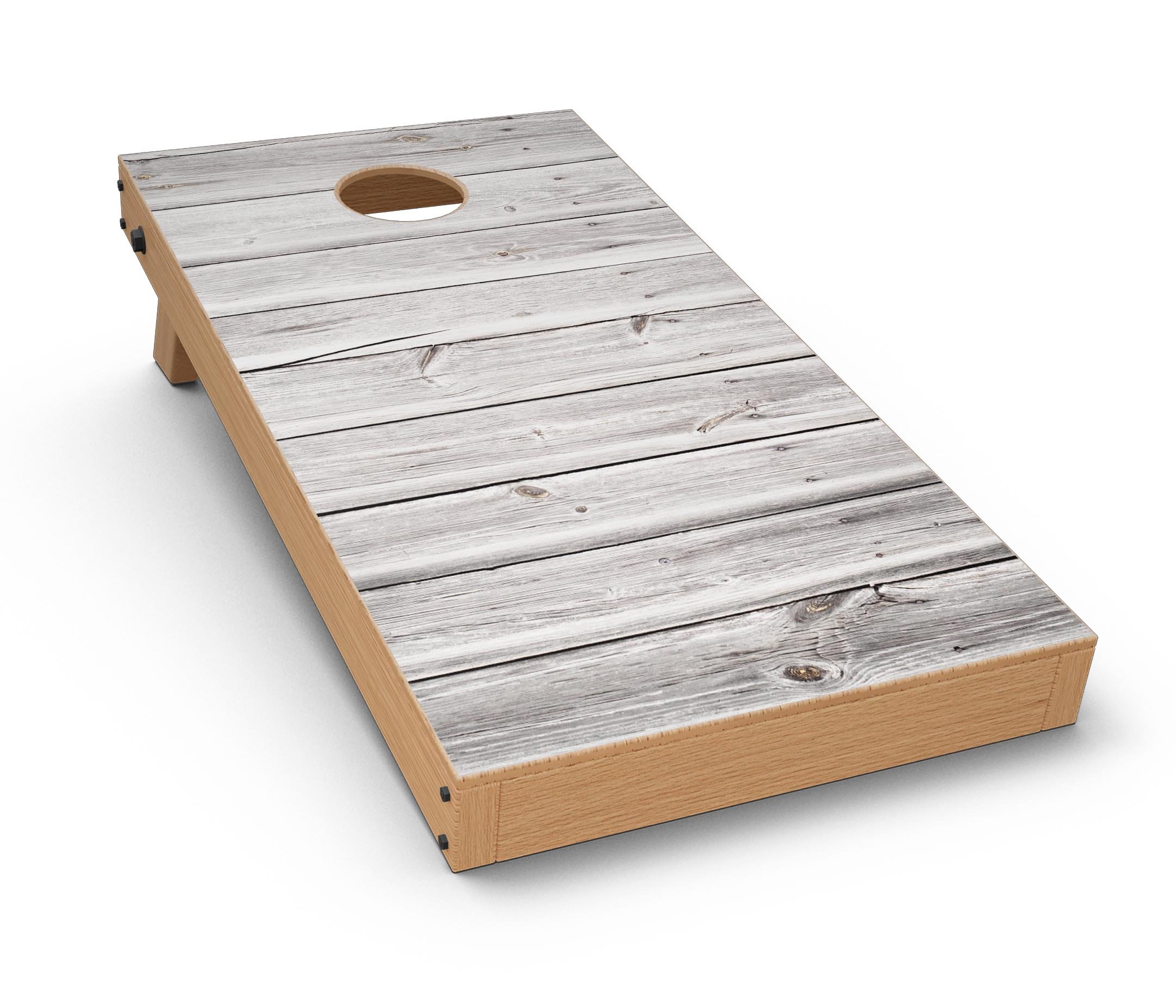Design Skinz Wood Skin Set for Cornhole (Skin Only) - Aged White Wood Planks