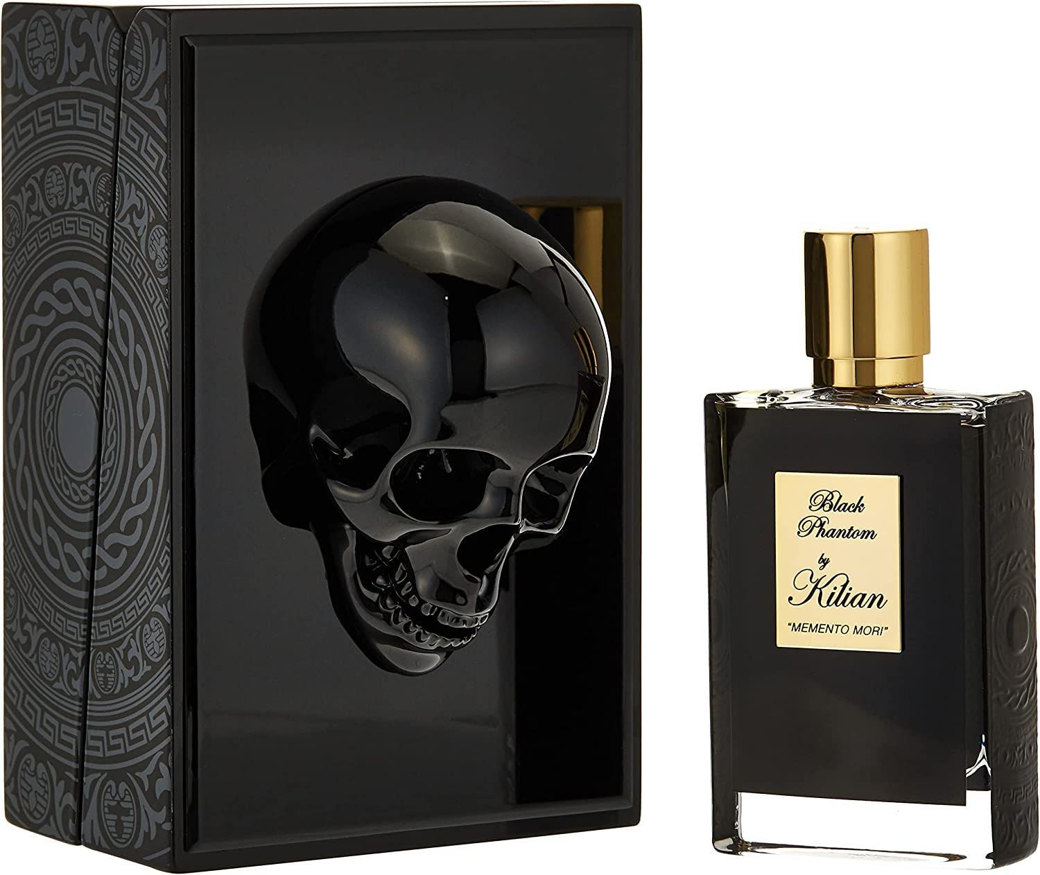 Kilian Black Phantom,"Memento Mori" Refillable Perfume Spray, 1.69 Fl Oz - with Clutch