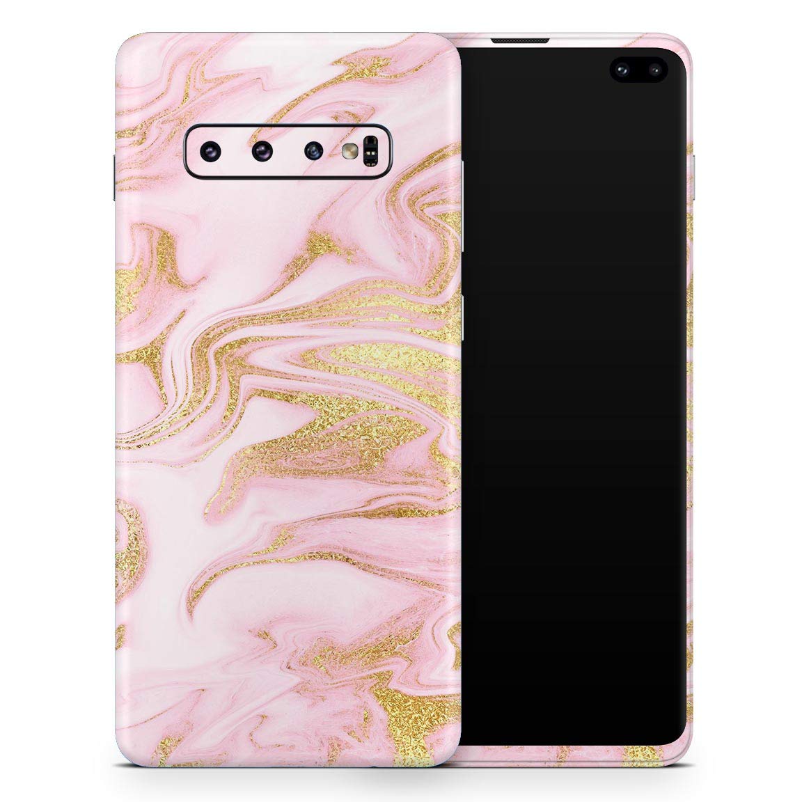 DesignSkinz Rose Pink Marble & Digital Gold Frosted Foil V11 Protective Vinyl Decal Wrap Skin Cover Compatible with The Samsung Galaxy S20 (Screen Trim & Back Glass Skin)