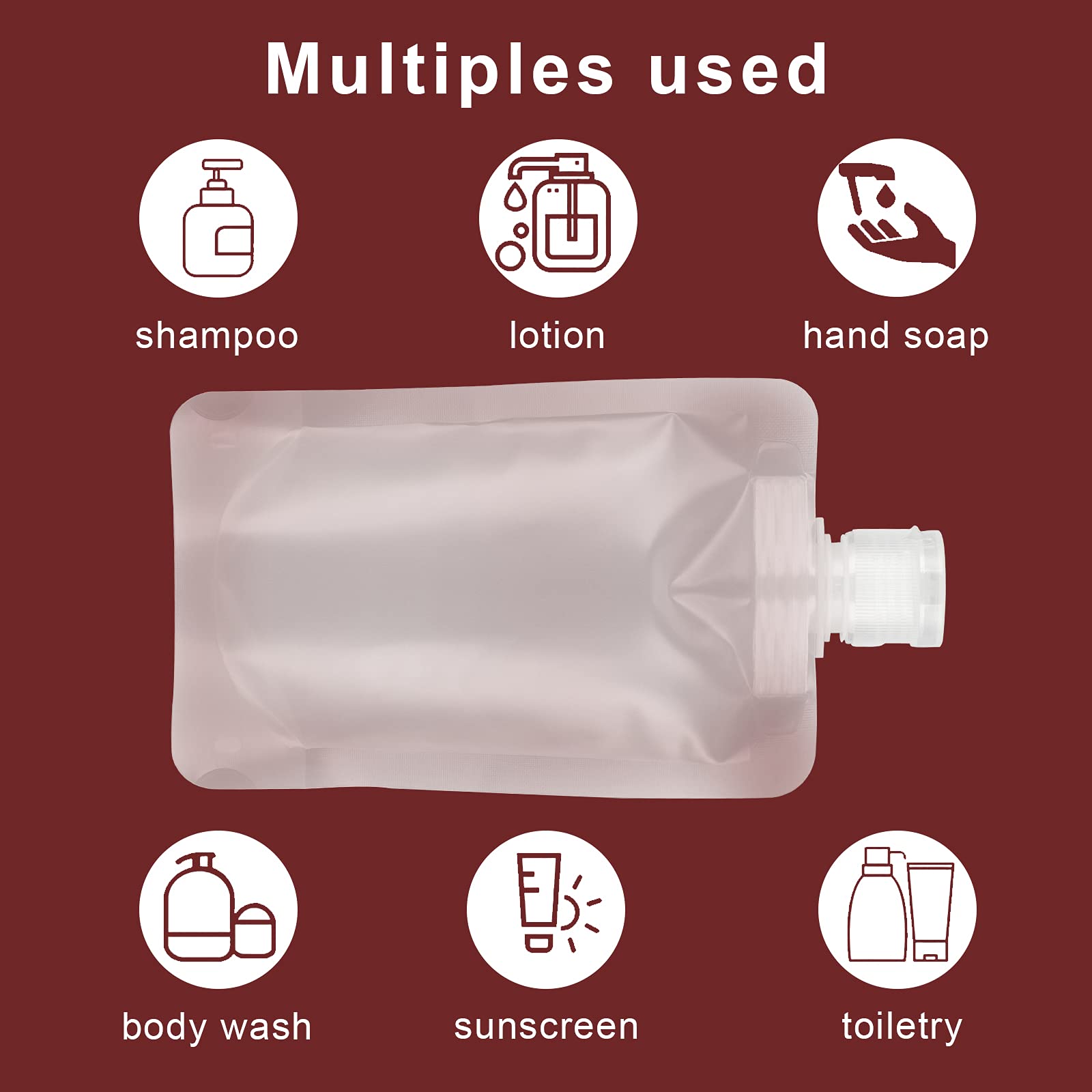 YASUOA 12 Pieces 100ml Leakproof Travel Pouches for toiletries Bulk Travel Size Refillable Squeeze Pouches Containers TSA Approved Empty Stand Up Pouch for Lotion Shampoo Liquids 3.4oz