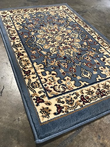 Deir Debwan Traditional Oriental Door Mat Area Rug Blue Persian (330,000 Point) Design 603 (2 Feet X 3 Feet)