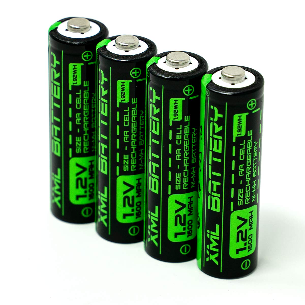 XML Battery (4 Pack) 1.2v 1600mAh Ni-MH AA Low Self-Discharge Rechargeable Battery for Solar Lights, More