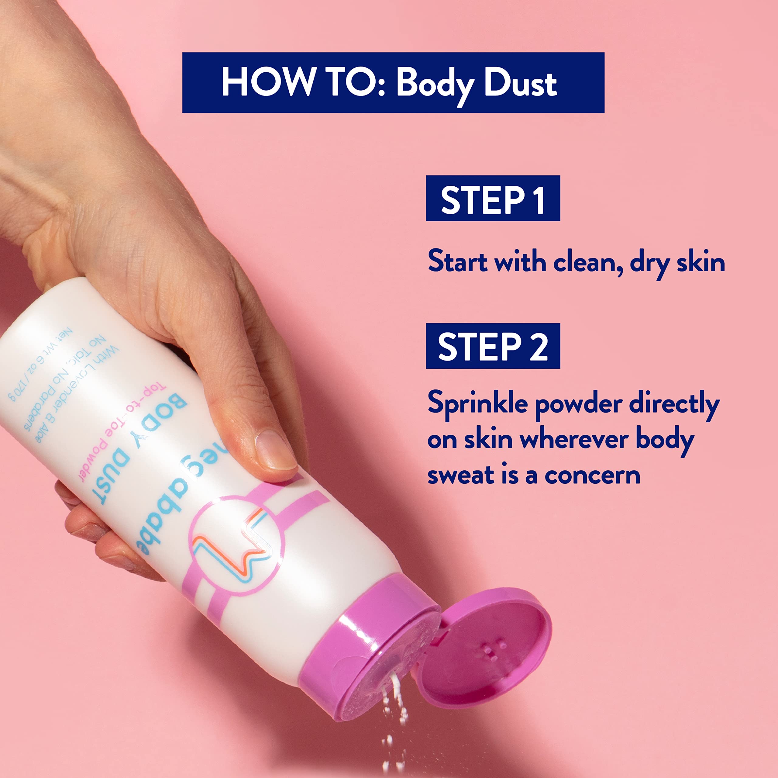 Megababe Sweat Absorbing Body Powder - Body Dust | with Lavender & Aloe | Talc-Free, All Natural | 6 oz