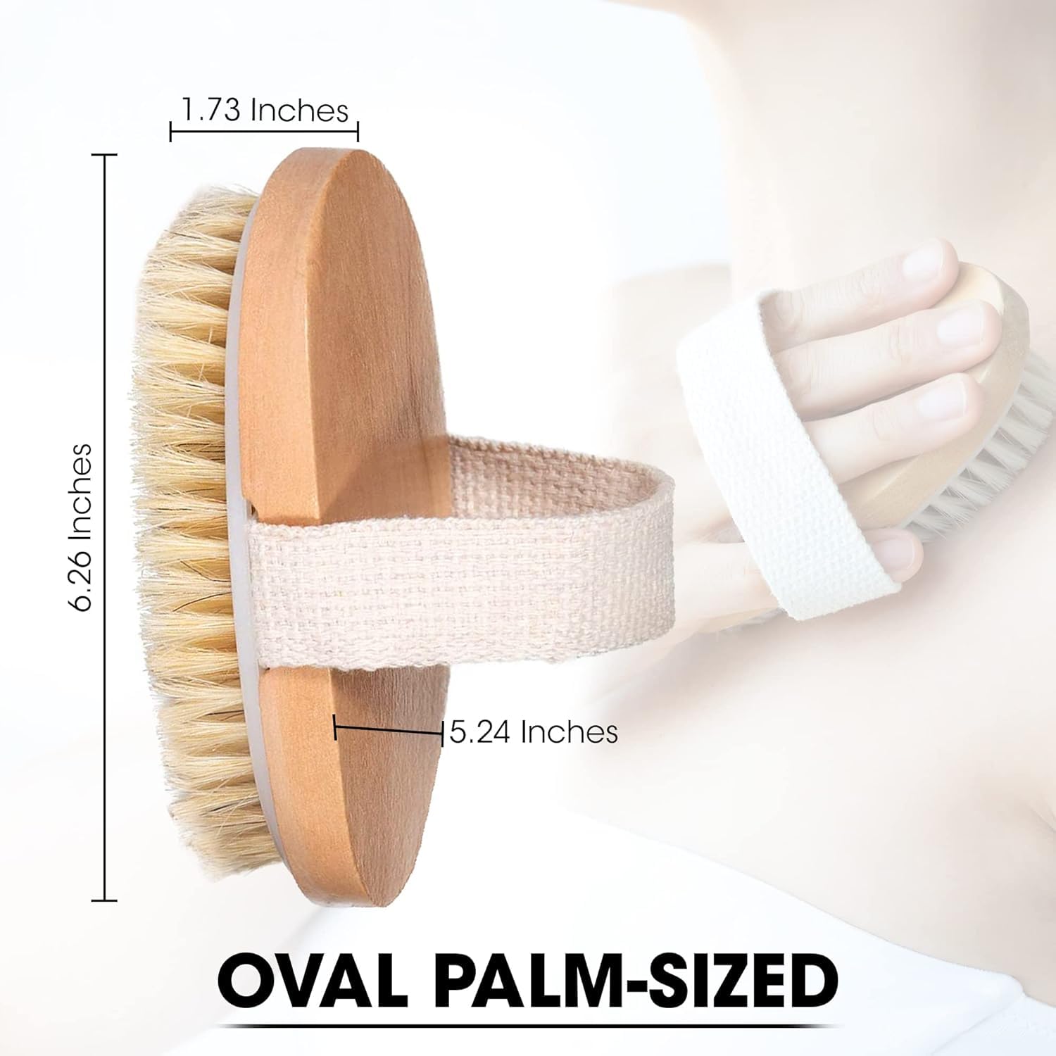 Opaz Dry Body Brush 2 Pack Natural Bristle for Dry Skin - Exfoliator Scrubber - Wet or Dry Scrub Smooth Cellulite - Stimulate Blood Flow