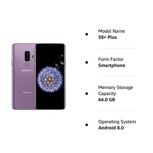 Samsung Galaxy S9+ Plus (64GB, 6GB RAM) 6.2" Display, IP68 Water Resistance GSM Unlocked G965U (64 GB, Lilac Purple)