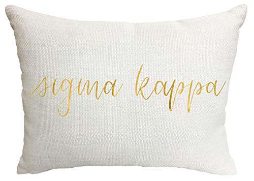 Sorority Shop Sigma Kappa Pillow – Gold Script Design, 12" x 16" Lumbar Pillow Sorority