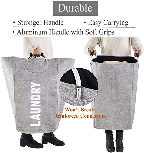 XIGUI Large Collapsible Laundry Hamper Bag with Handles, 13 x11 x 20Inches Foldable Clothes Basket for Washing Storage