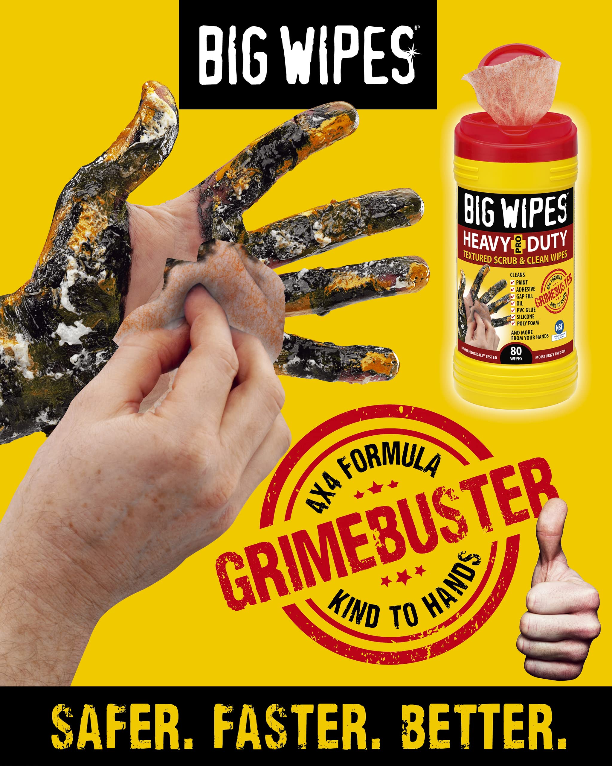 Big Wipes"Red Top" Heavy Duty Industrial Textured Scrubbing Wipes (Pack of 8)