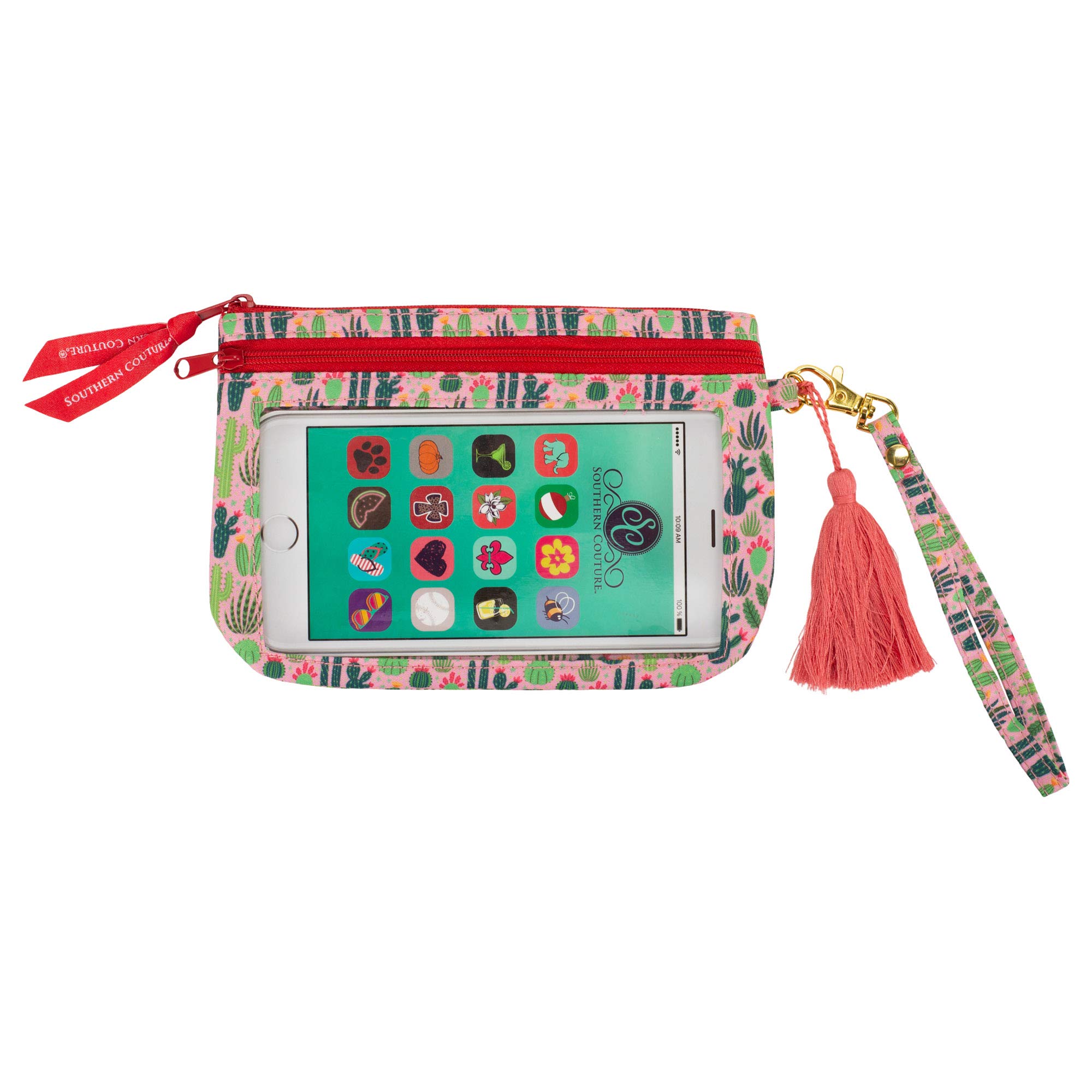 Cactus Southwest Dusty Pink and Orange 7 x 5 Polyester Phone Wristlet Handbag