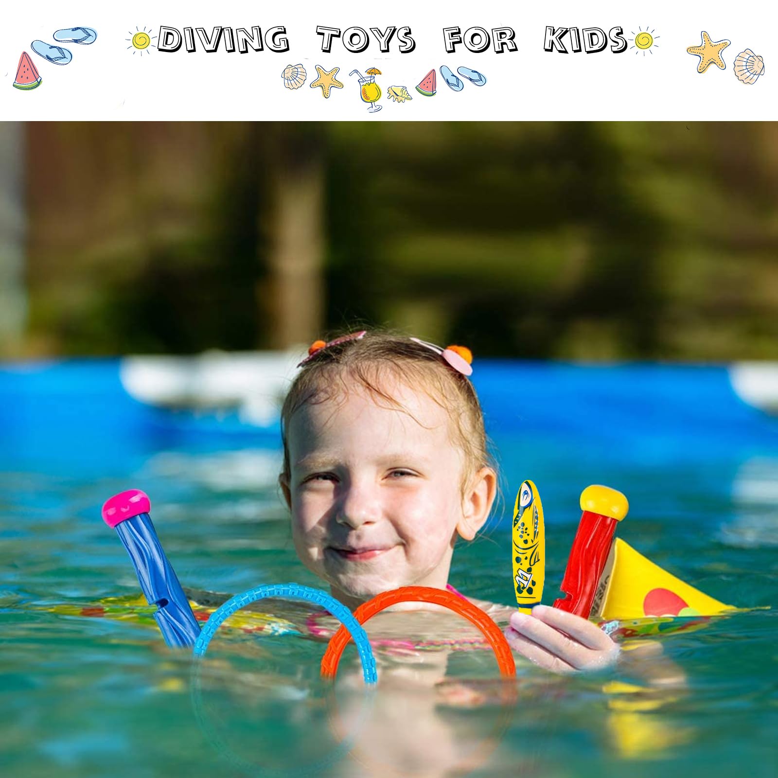 Cakuni Underwater Swim Pool Diving Toys - Summer Swimming Dive Toy Sets - Water Rings,Sticks,Octopus,Torpedo Bandits & Balls for Kids