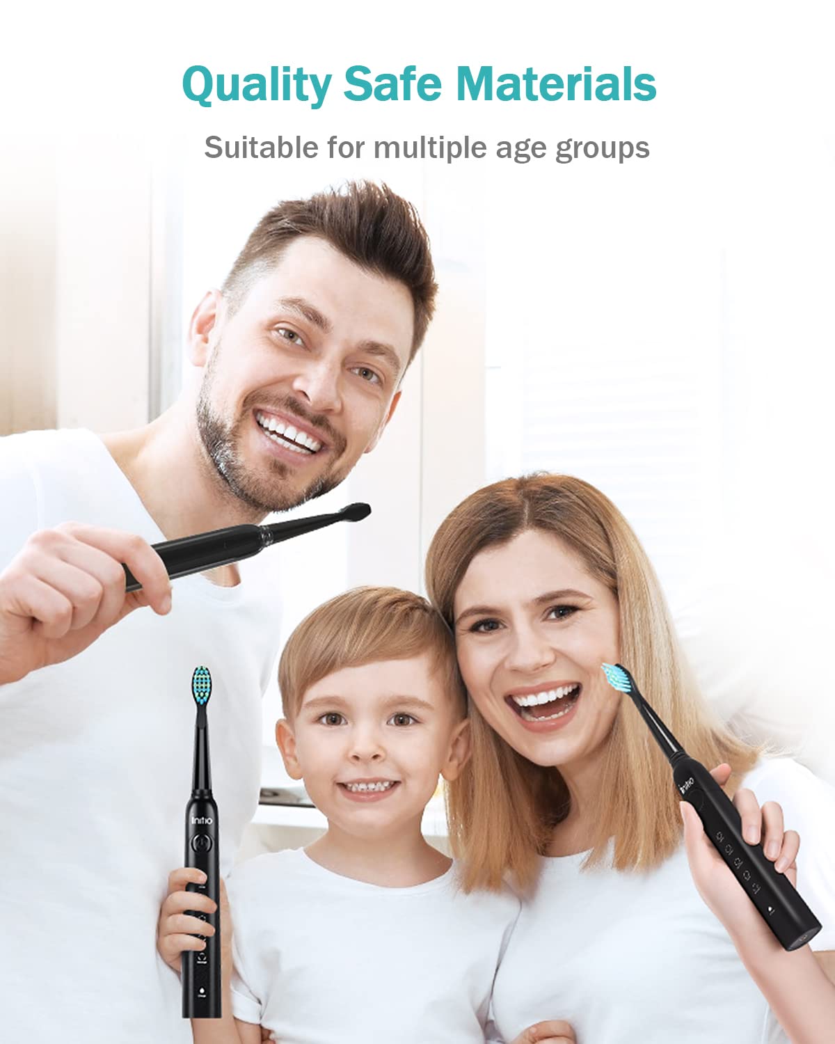 Initio IT959 Replacement Toothbrush Heads Compatible with Dnsly, Professional Electric Toothbrush Heads for SEAGO 958 507 M10 M8, CleanCare Toothbrush Heads Compatible with Oraimo 2303, 3 Pack, Black