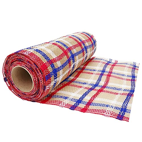 9.5" Natural Check Mesh by Celebrate It Red, White & Blue