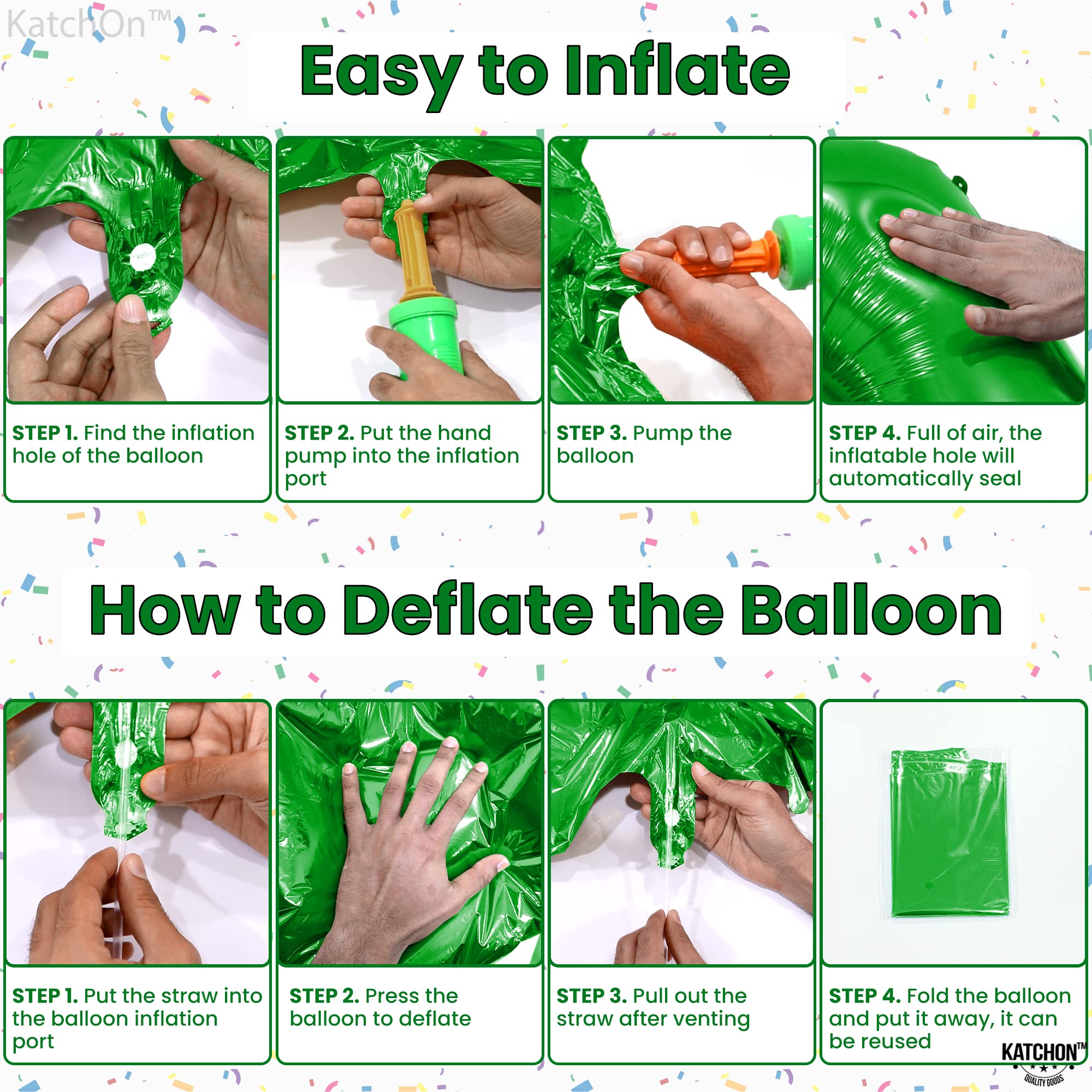 KatchOn, Giant Dark Green Number 3 Balloon - 40 Inch | Three Rex Birthday Party Decorations | Green 3 Balloon Number for Dinosaur Balloons | Green Three Balloon for Three Rex Birthday Decorations Boy